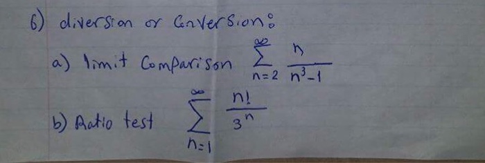Solved Diversion or conversion: limit comparison | Chegg.com
