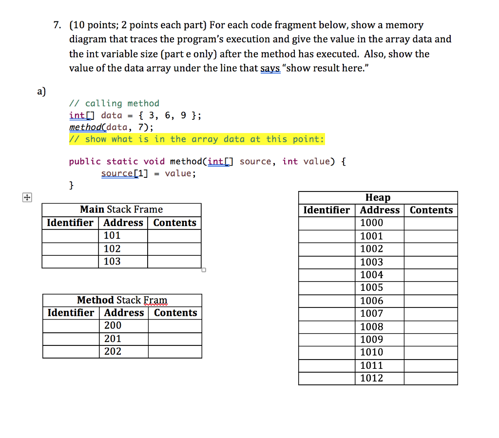 Solved 7. (10 points; 2 points each part) For each code | Chegg.com