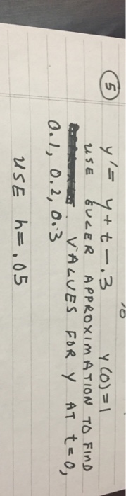 Solved Use euler approximation to find valves for y at t = | Chegg.com