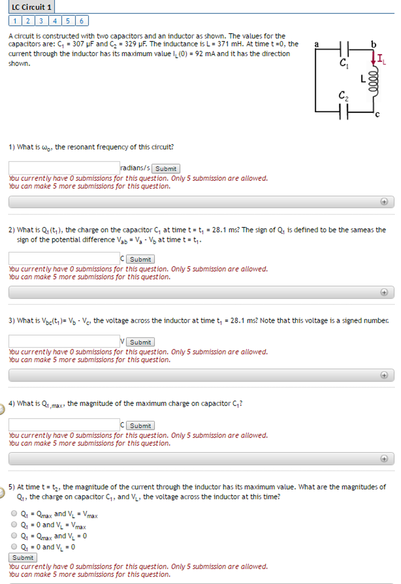 Solved A circuit is constructed with two capacitors and an | Chegg.com
