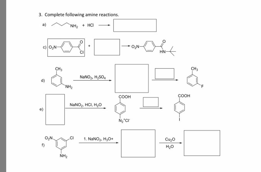 Solved Complete following amine reactions. | Chegg.com Solved Complete following amine reactions. | Chegg.com