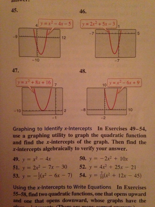 Solved Graphing to Identify x-Intercepts In Exercises 49-54, | Chegg.com