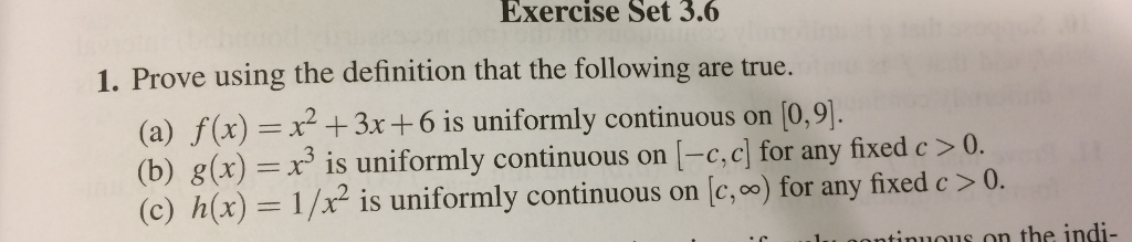 Solved Exercise Set 3.6 1. Prove using the definition that | Chegg.com