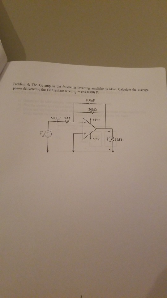 Solved Problem 4: The Op-amp in the following inverting | Chegg.com