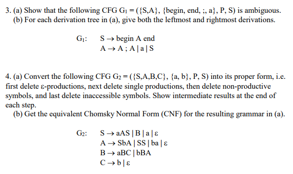 Solved 3. (a) Show that the following CFG Gi-(S,A), (begin, | Chegg.com
