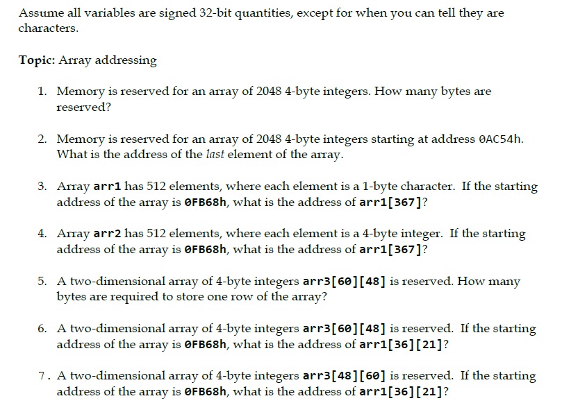 Assume all variables are signed 32-bit quantities, | Chegg.com