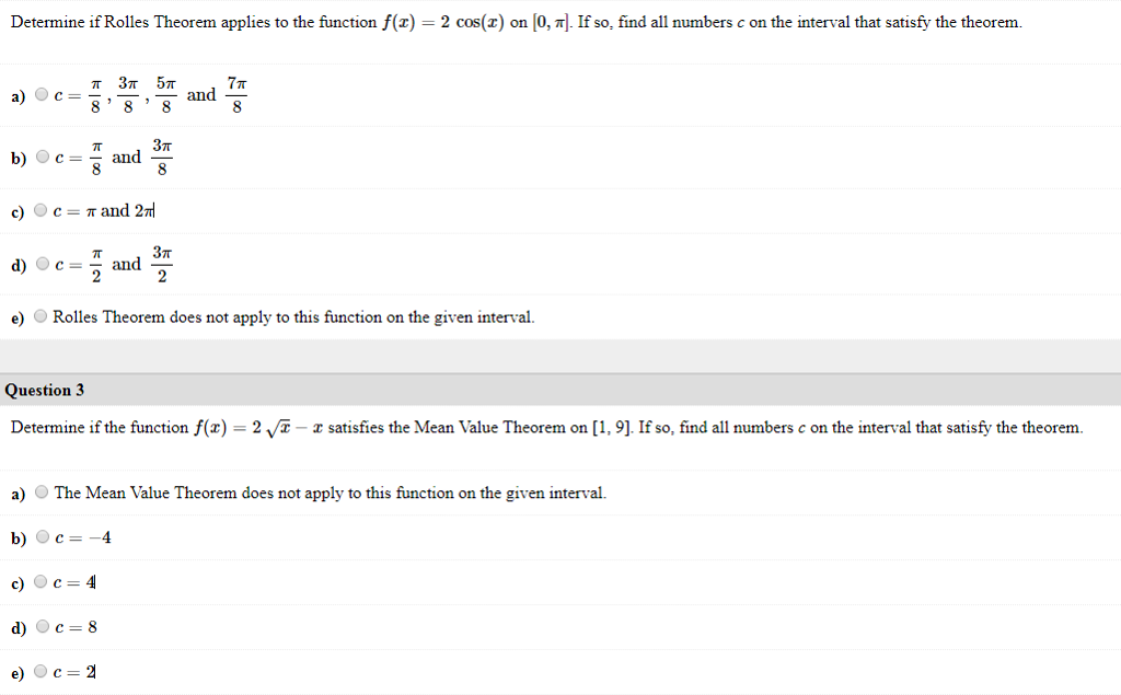 Solved Determine If Rolles Theorem Applies To The Function Z