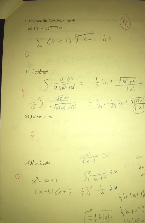 Solved 1. Evaluate the following integrals ㄨㄧ u dx xl 2x-2 u | Chegg.com