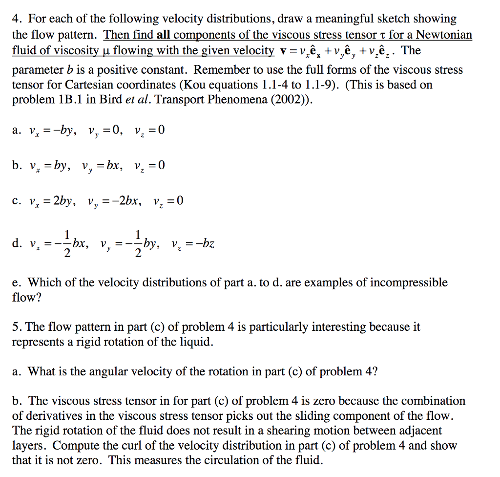 Solved 4. For each of the following velocity distributions, | Chegg.com