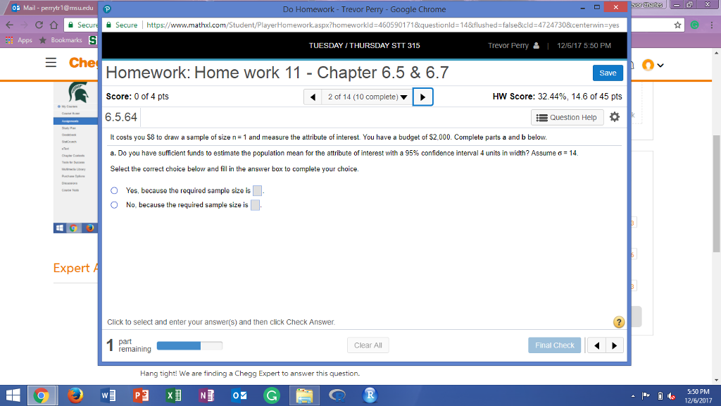 Solved 0 Mail - perrytr1@msu.edu Do Trevor Google Chrome C O | Chegg.com