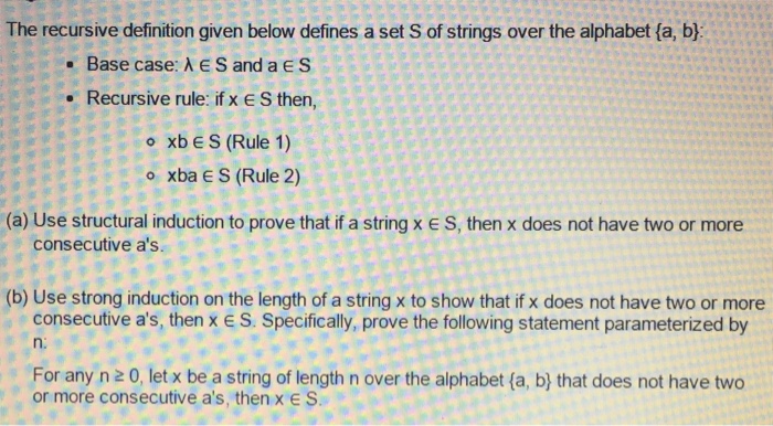 Solved The Recursive Definition Given Below Defines A Set S 