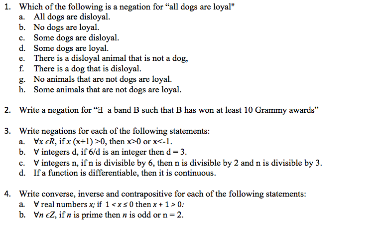 Solved Which of the following is a negation for "all dogs | Chegg.com