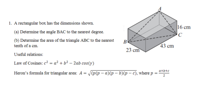Solved 1. A rectangular box has the dimensions shown. | Chegg.com
