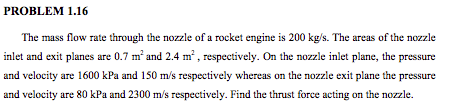 Solved The mass flow rate through the nozzle of a rocket | Chegg.com