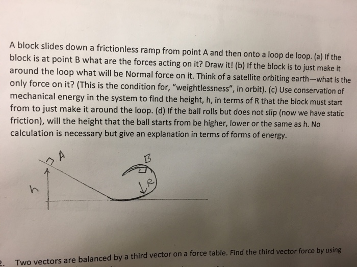 Solved A block slides down a frictionless ramp from point A | Chegg.com