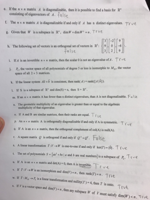 Solved If the n times n matrix A is diagonalizable. then it | Chegg.com
