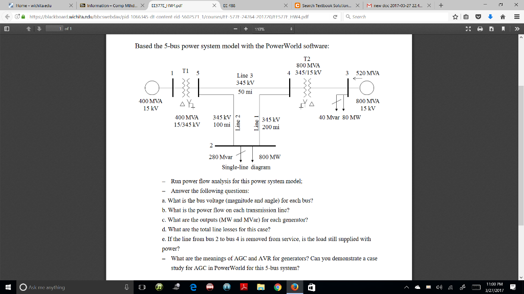 Based the 5-bus power system model with the | Chegg.com