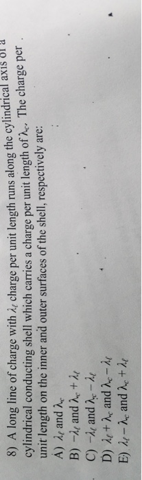 Solved A long line of charge with lambda_l charge per unit | Chegg.com