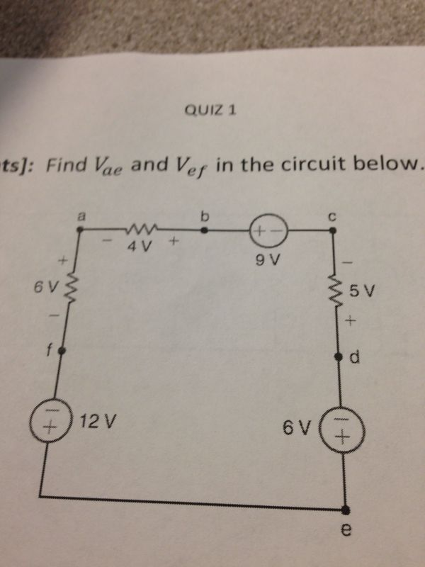 Solved Find Vae and Vef in the circuit below. | Chegg.com