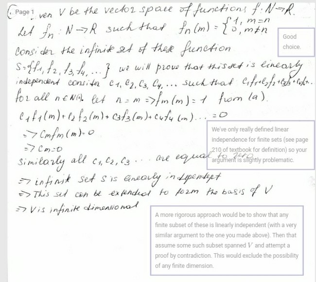 Solved (2) Let V be the vector space of functions f : N → R. | Chegg.com