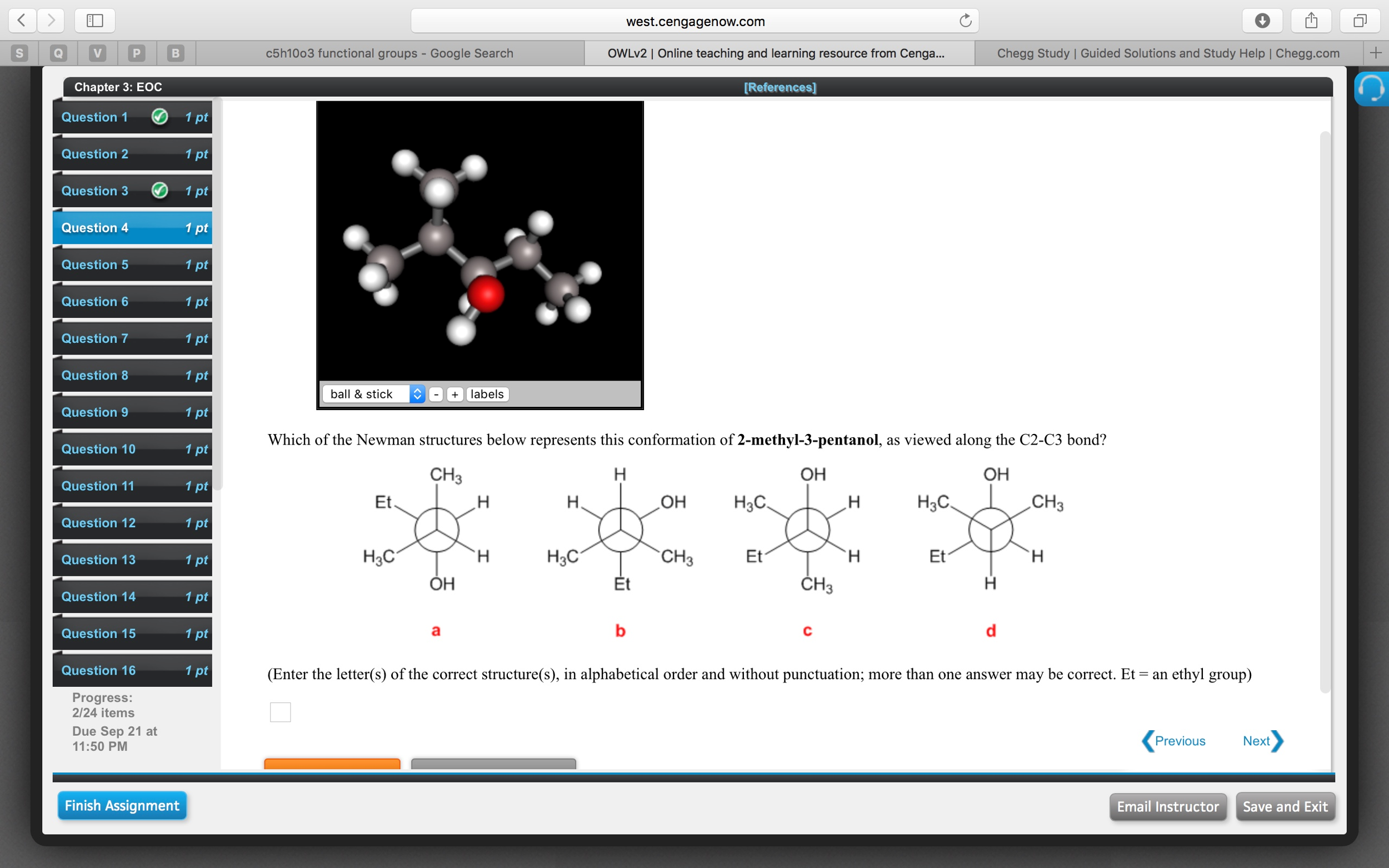 Solved Which of the Newman structures below represents this | Chegg.com