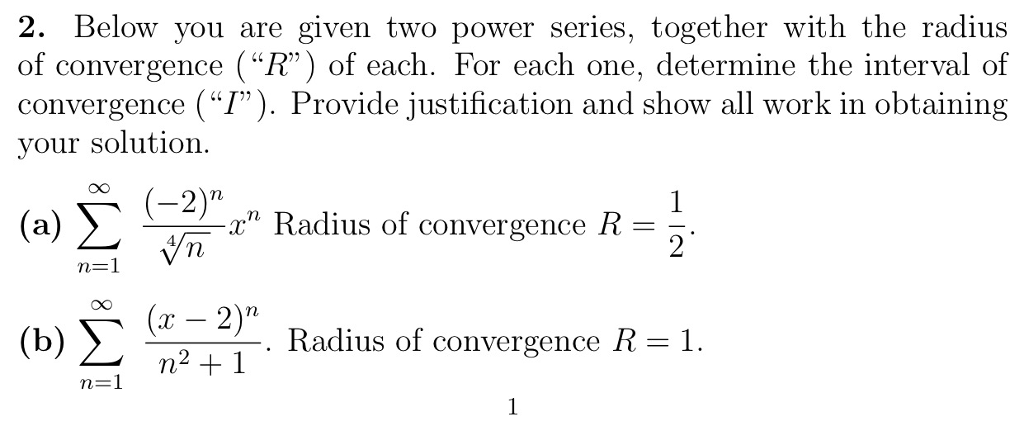 Solved Below you are given two power series, together with | Chegg.com