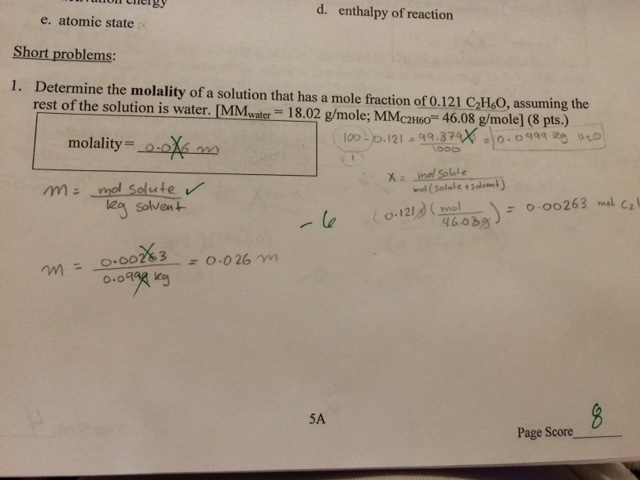 Solved: 1. Determine The Molarity Of A Solution That Has A... | Chegg.com