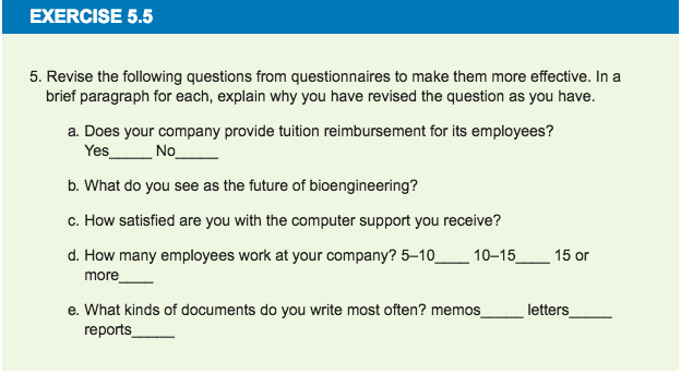 Solved Revise the following questions from questionnaires to | Chegg.com Solved Revise the following questions from questionnaires to | Chegg.com