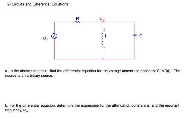 Solved 2) Circuits and Differential Equations a. In the | Chegg.com