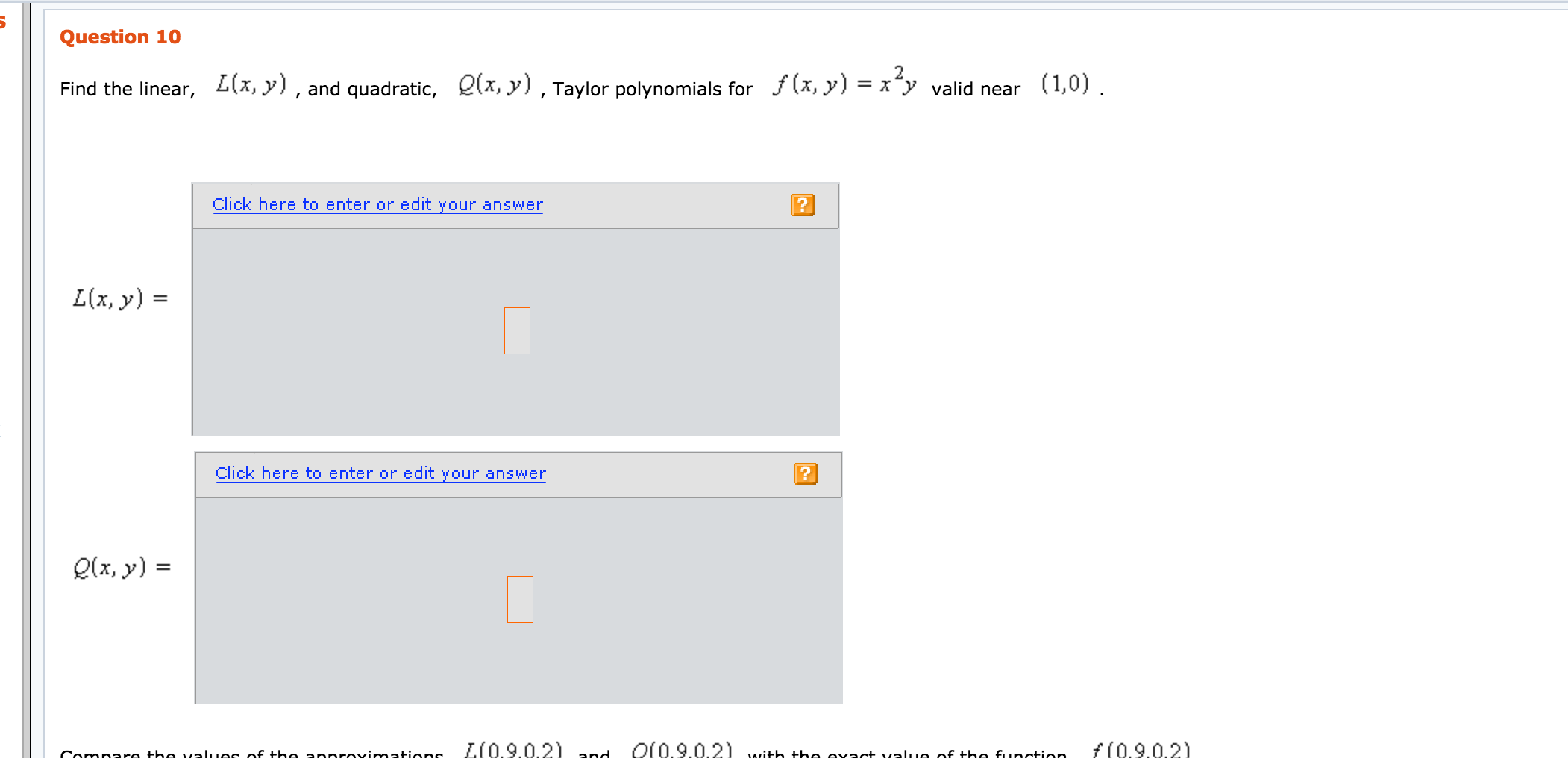 Solved Find the linear, L(x, y), and quadratic, A(x, y), | Chegg.com