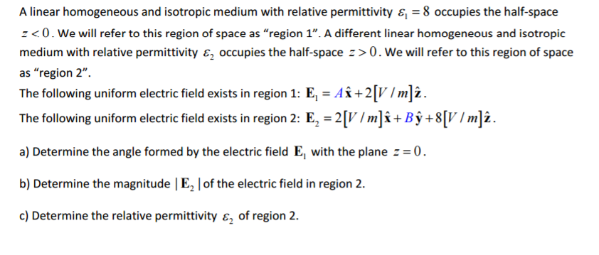 Solved A linear homogeneous and isotropic medium with | Chegg.com