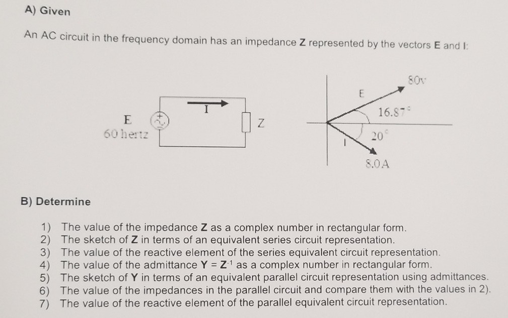 Solved A) Given uit in the frequency domain has an impedance | Chegg.com