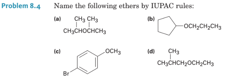 Solved Name the following ethers by IUPAC rules: (a) CH3 CH3 | Chegg.com