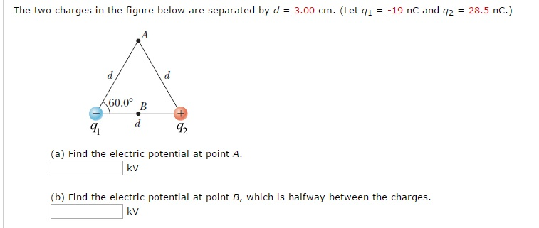 Solved The two charges in the figure below are separated by | Chegg.com