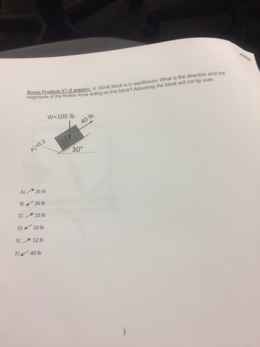 Solved A 100-lb block is in equilibrium. What is the | Chegg.com