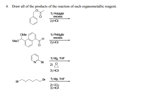 Solved 4. Draw all of the products of the reaction of each | Chegg.com