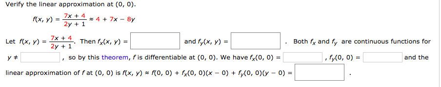 Solved Verify The Linear Approximation At 0 0 F X Y 2y