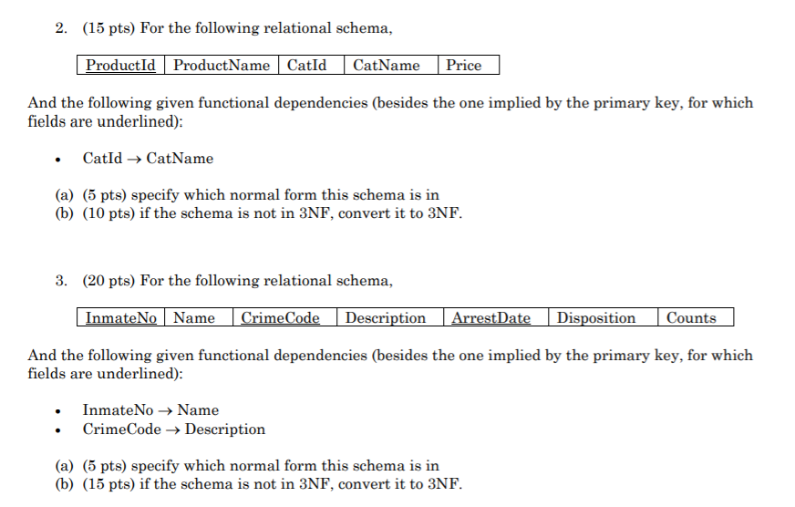Solved 2. (15 pts) For the following relational schema, | Chegg.com