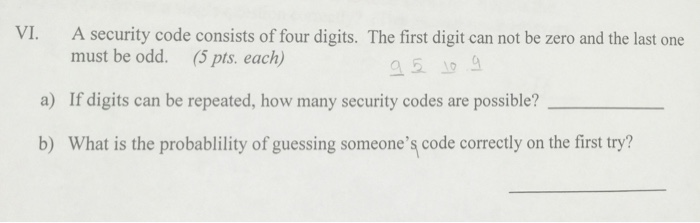 Solved A security code consists of four digits. The first | Chegg.com