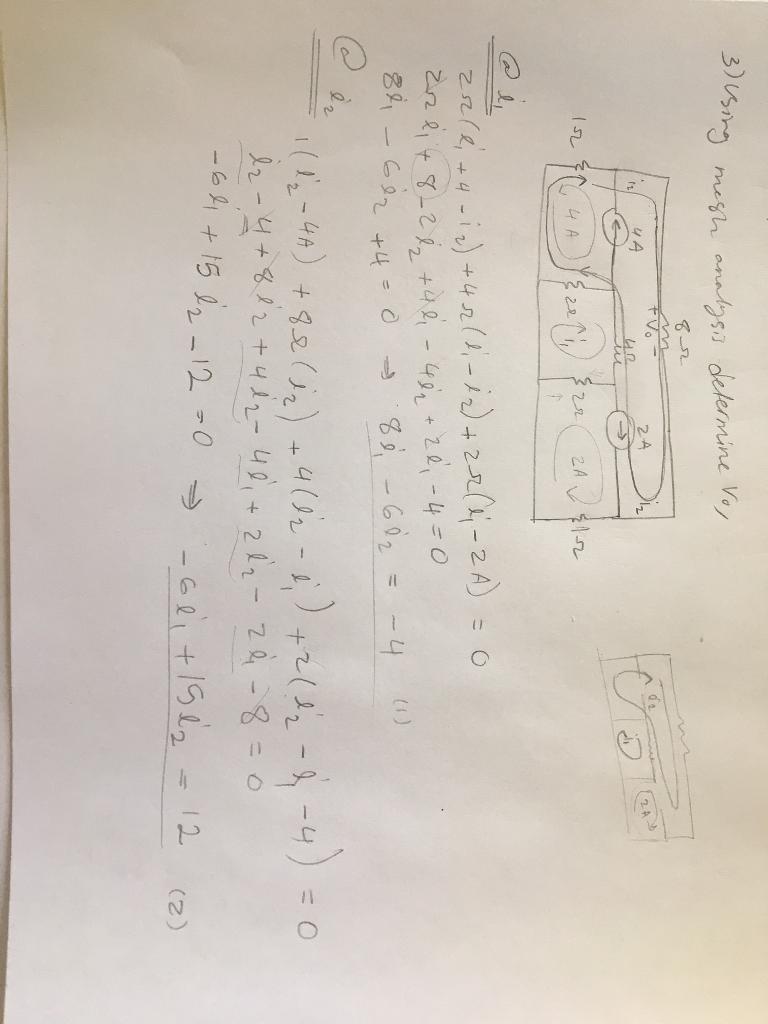 Solved using mesh analysis, determine Vo, this is my | Chegg.com