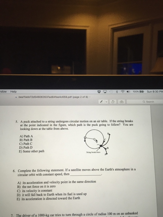 Solved A puck attached to a string undergoes circular motion | Chegg.com