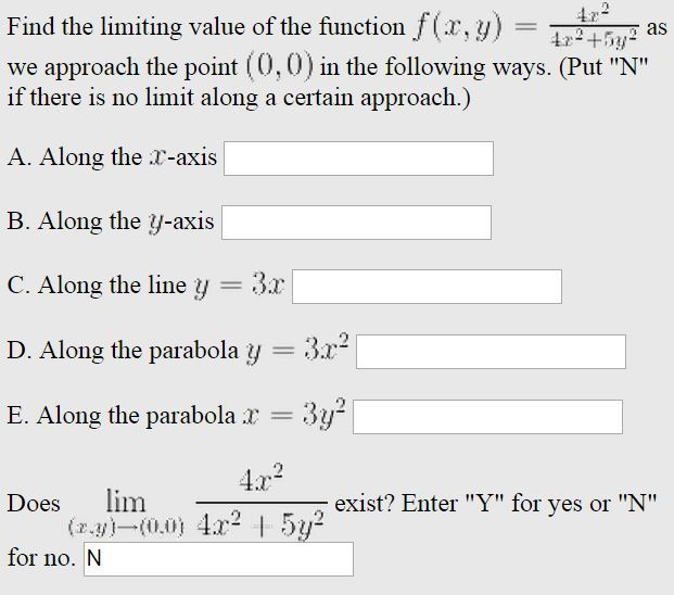 Solved Find the limiting value of the function f (x,y ) = | Chegg.com