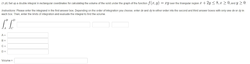Solved Set up a double integral in rectangular coordinates | Chegg.com
