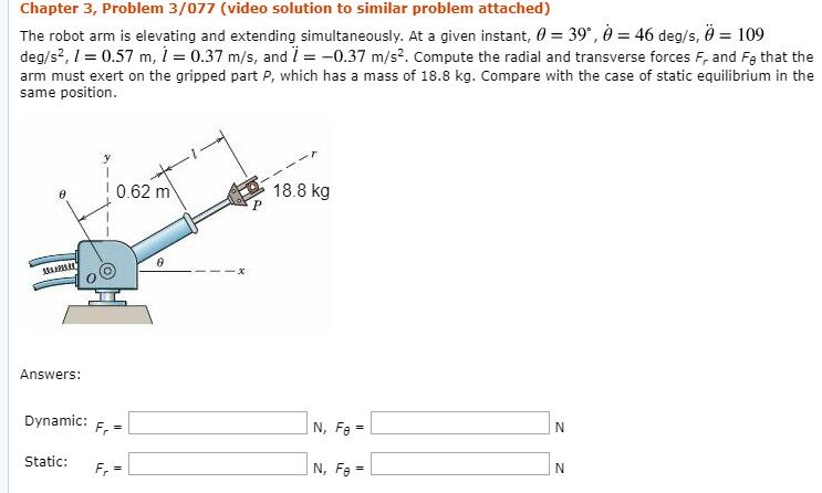 Solved Chapter 3, Problem 3/077 (video solution to similar | Chegg.com