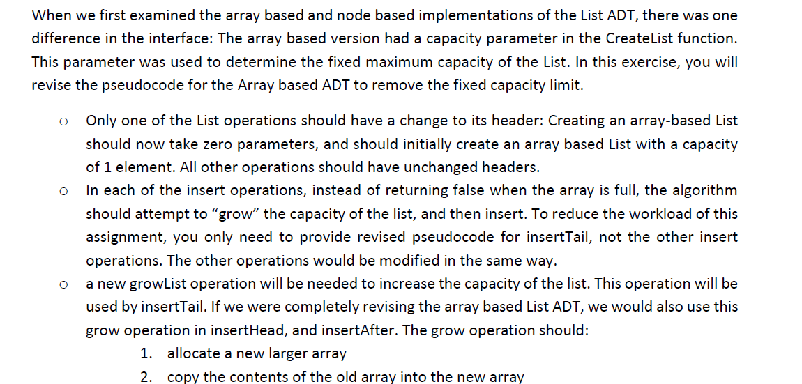Solved When we first examined the array based and node based | Chegg.com