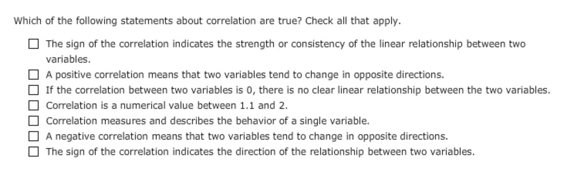 Solved Which of the following statements about correlation | Chegg.com