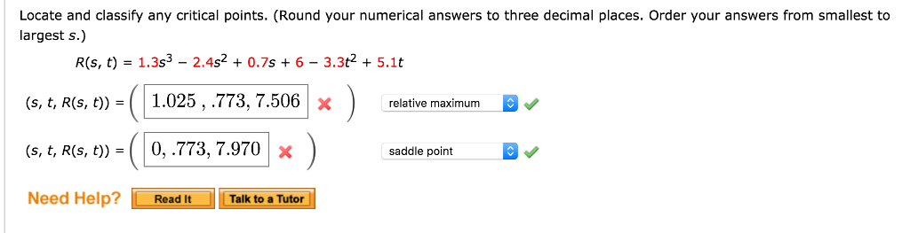 Solved Locate and classify any critical points. (Round your | Chegg.com