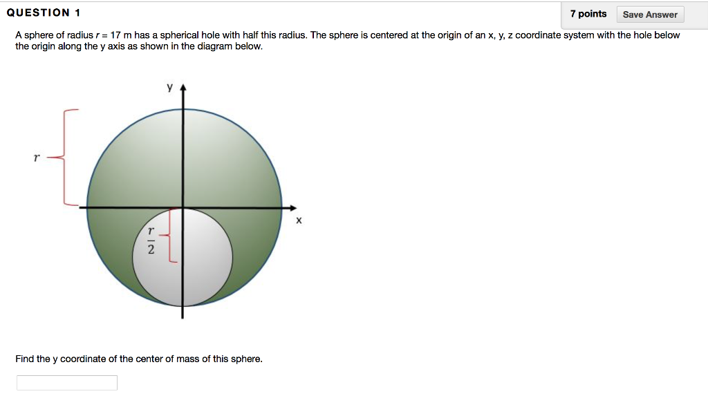 Solved A sphere of radius r = 17 m has a spherical hole with | Chegg.com