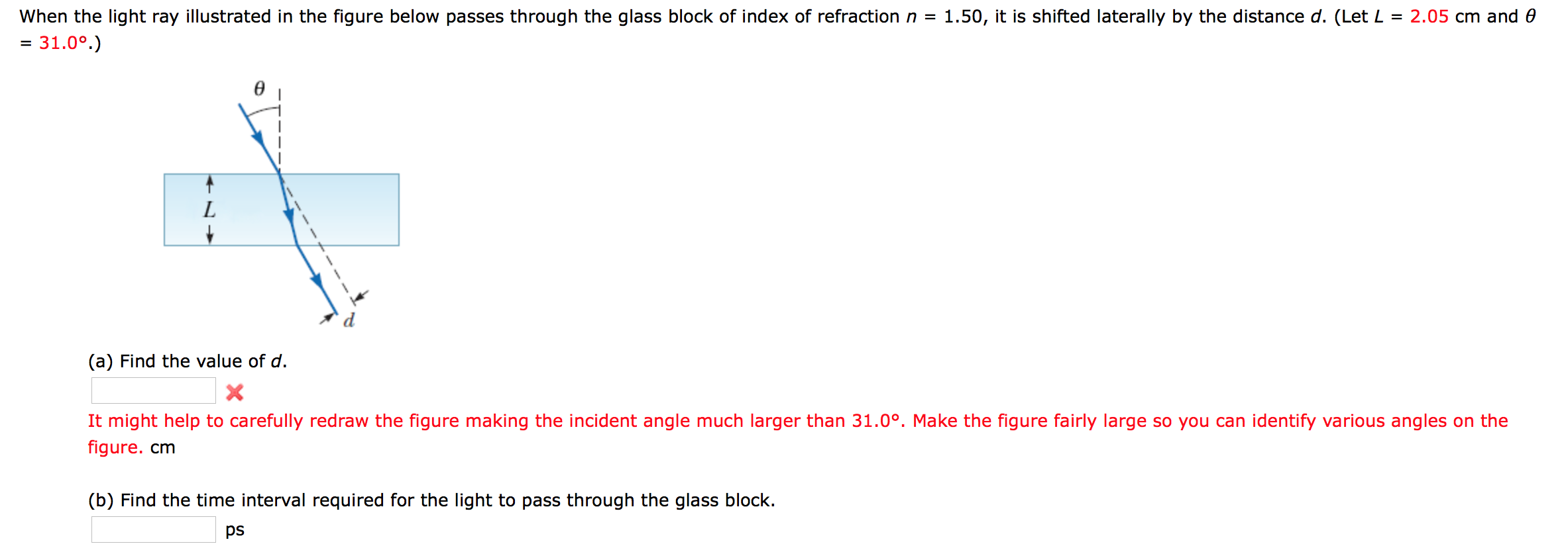 Solved When the light ray illustrated in the figure below | Chegg.com
