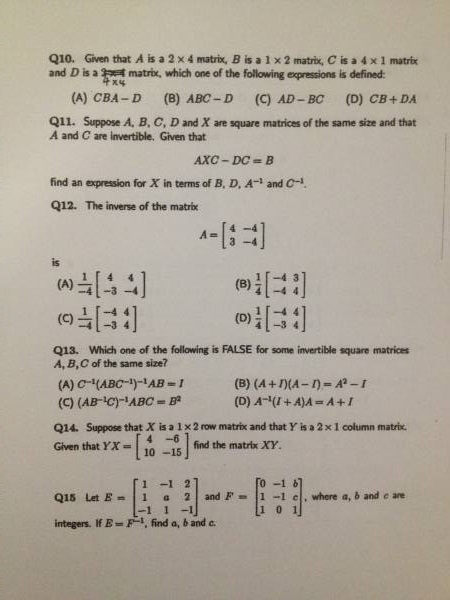 Solved Given that A is a 2 times 4 matrix. B is a 1 times 2 | Chegg.com